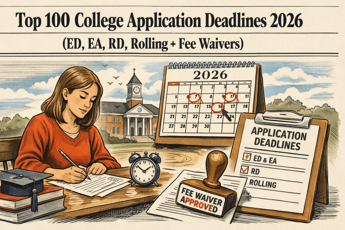 Top 100 College Application Deadlines 2026 (ED, EA, RD, Rolling + Fee ...