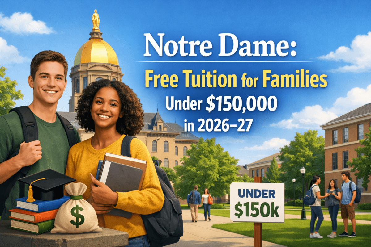 Notre Dame Will Cover Full Tuition for Families Under $150,000 Starting ...